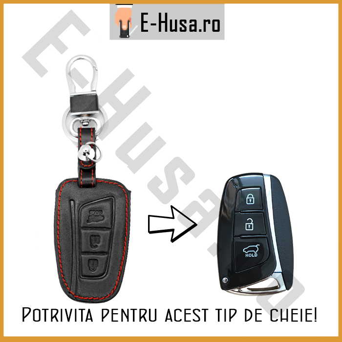 Husa Cheie Auto Hyundai Santa Fe, IX45, din piele - E-Husa.ro