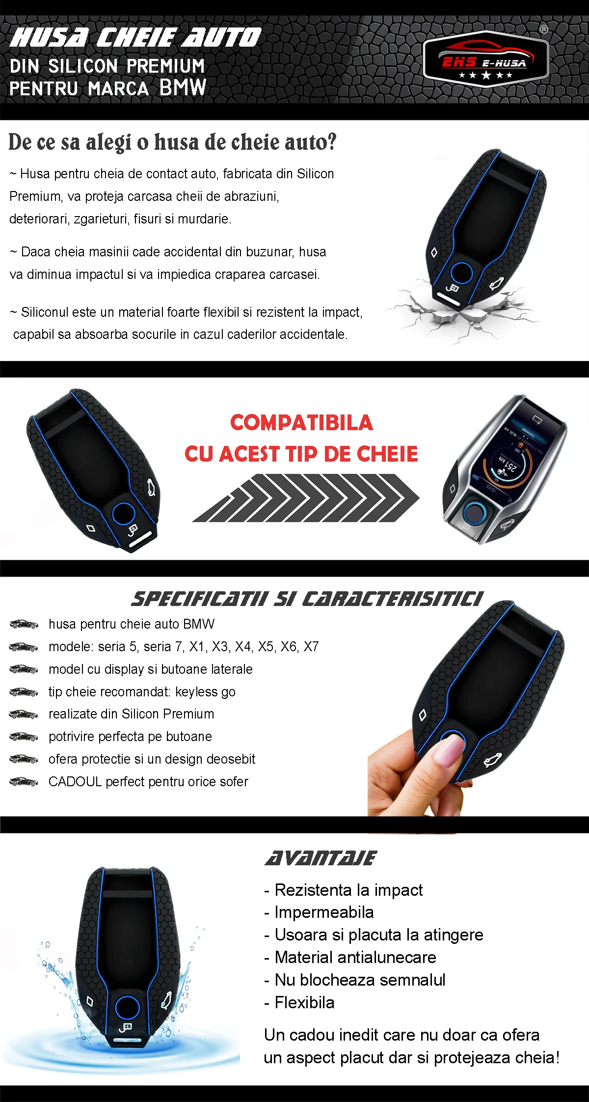 Husa Cheie Auto Silicon BMW display